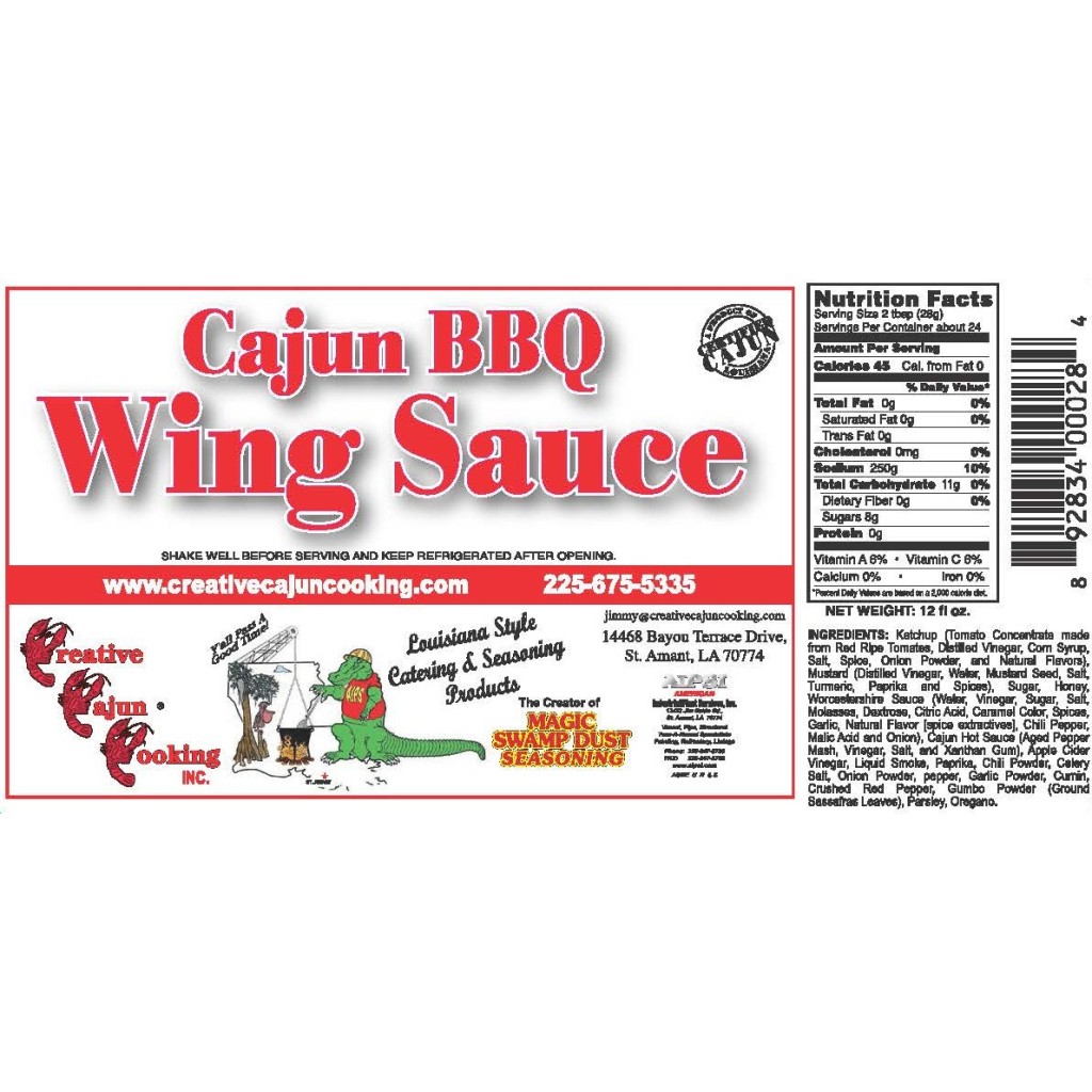 Cajun BBQ Wing Sauce 12 Oz Bottle - 892834000284